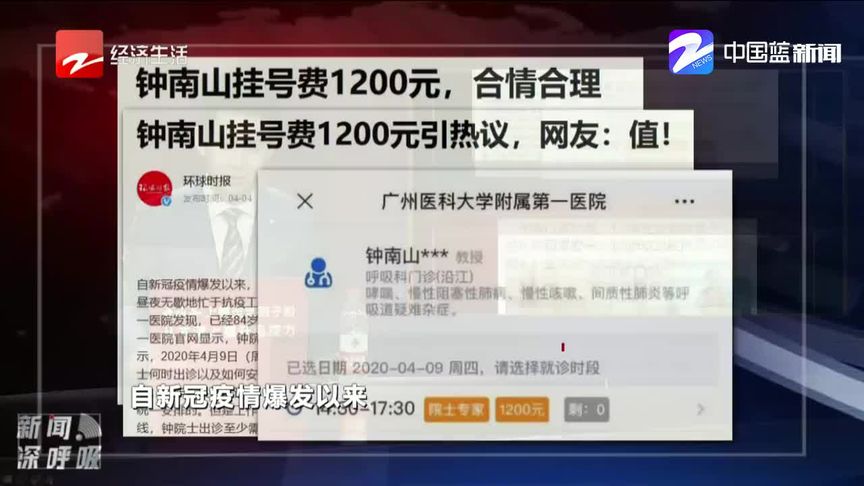 钟南山挂号费1200元,合情合理