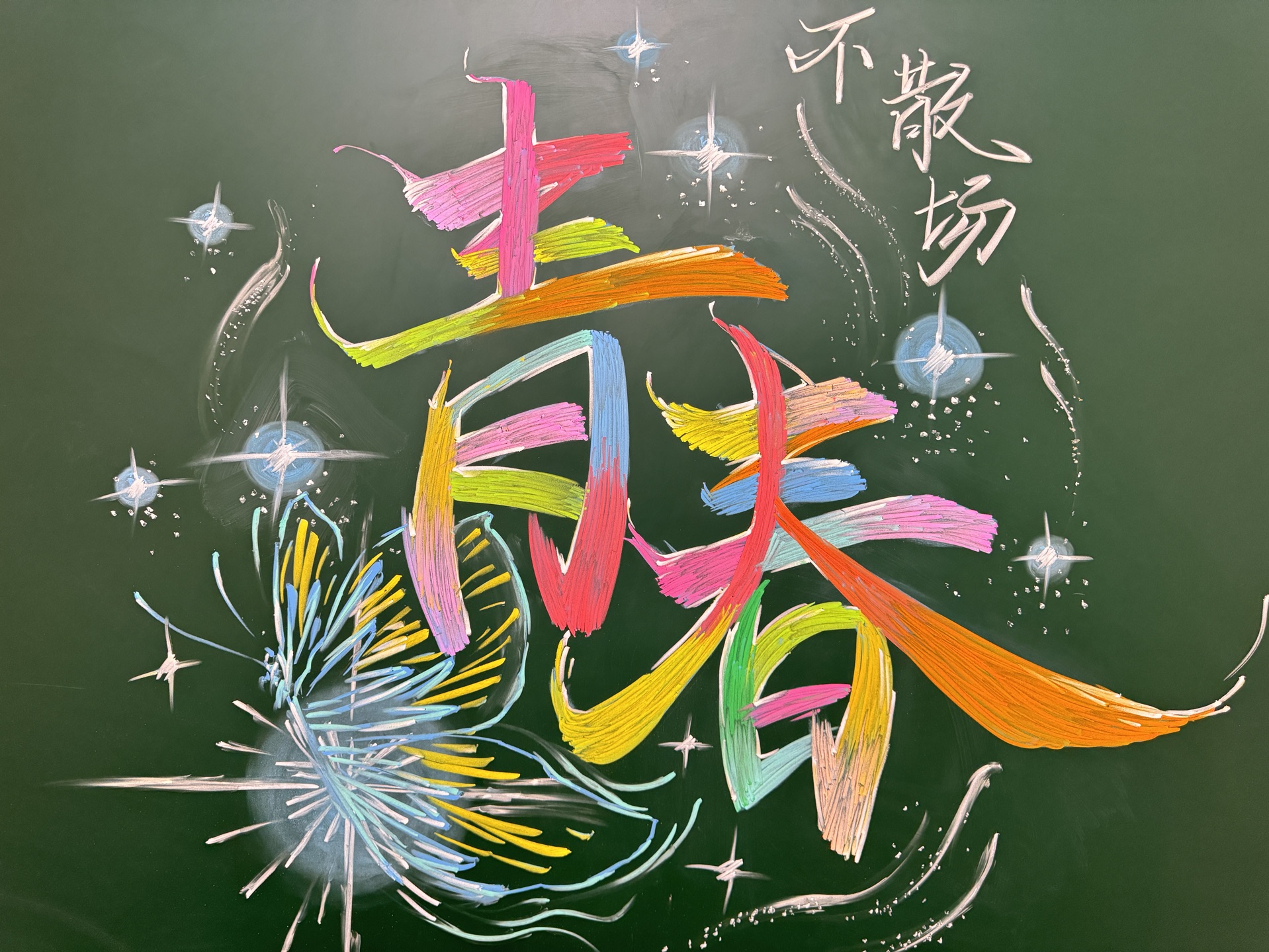 粉笔画(毕业季黑板报之青春不散场)