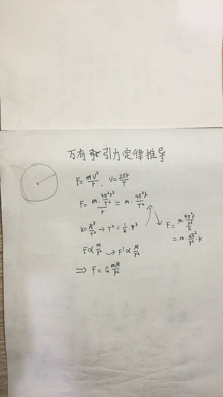 万有引力定律结合开普勒三大定律的推导