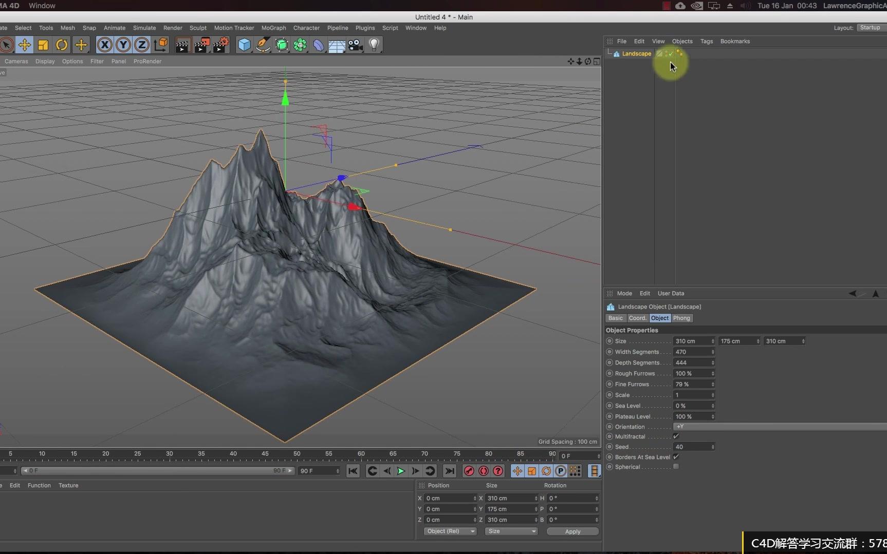 C4D教程:如何在C4D里制作一座高山模型
