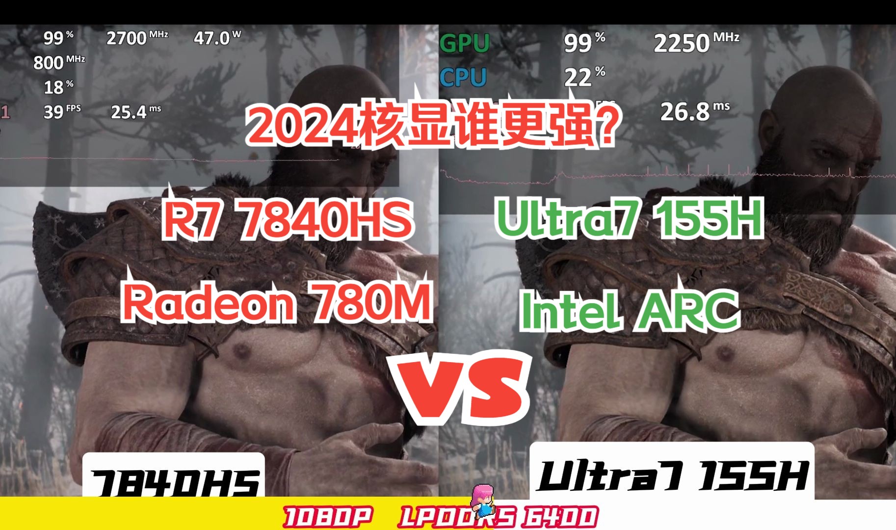 锐龙780M VS 酷睿Ultra ARC核显战神4性能对比.