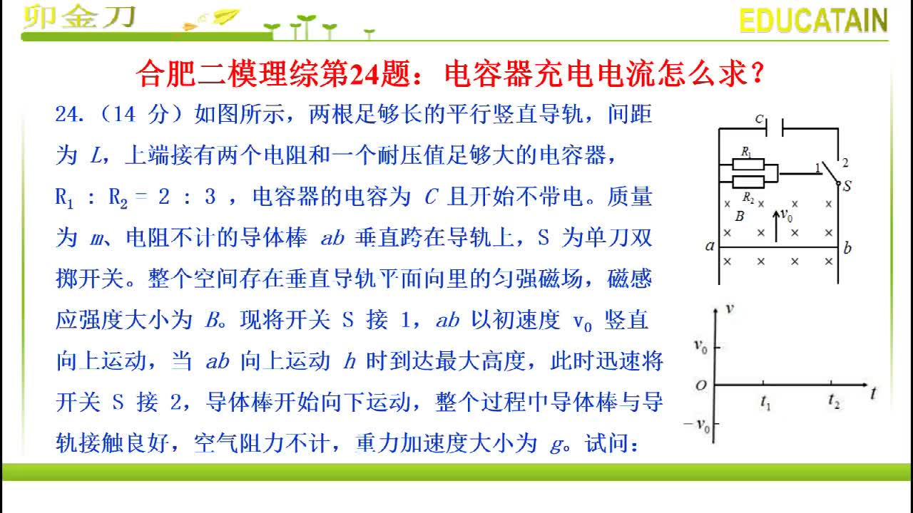 高中物理:电容器的充电电流怎么求?初次碰到,没有思路
