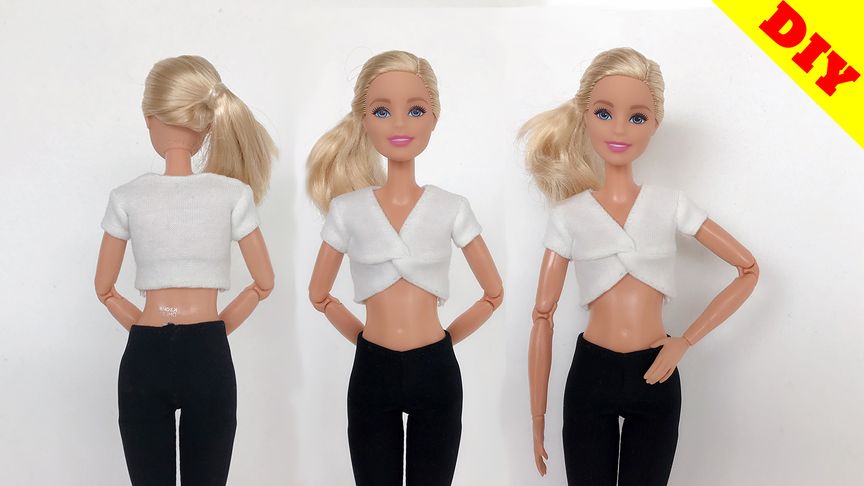 【迷你娃衣】自己给芭比做一件结饰短袖T恤,简单易学又好看!
