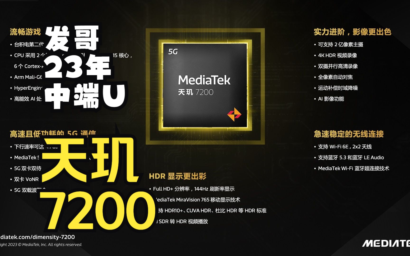 【科技新闻】联发科发布全新中端处理器,天玑7200芯片组
