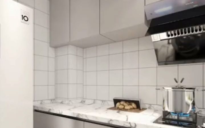 厨房转角有烟道,空间不好利用,橱柜这样设计才完美