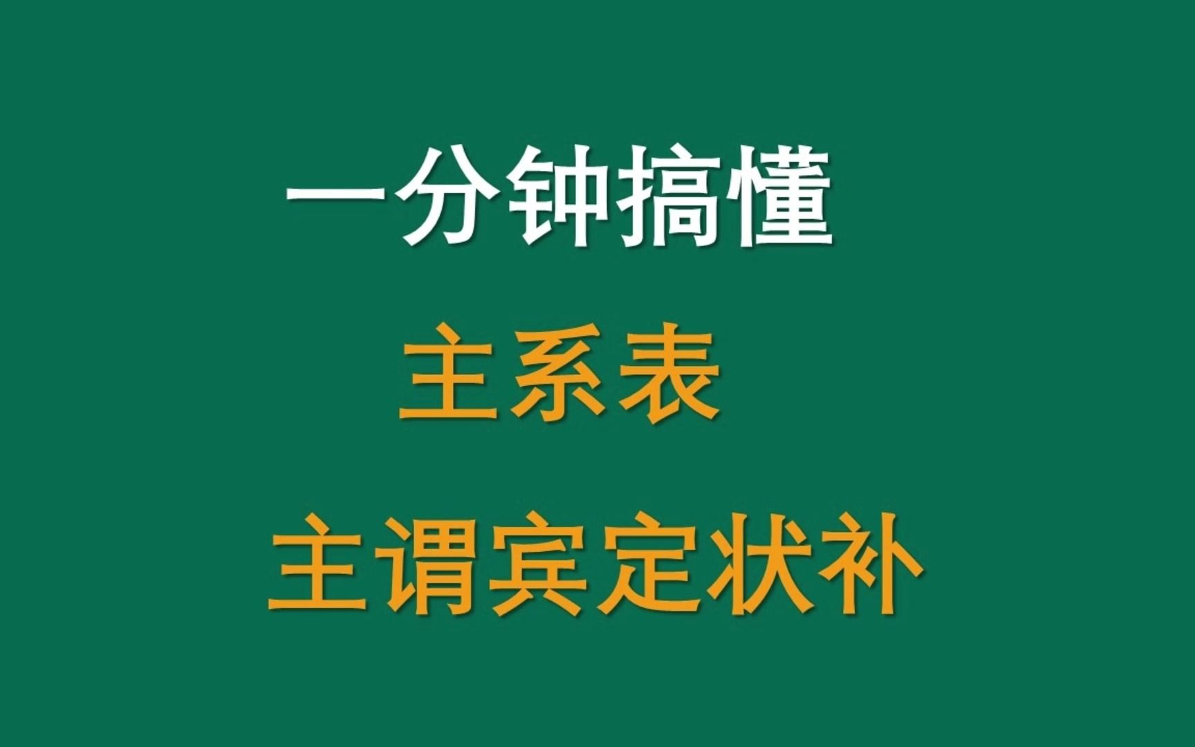 一分钟搞懂主系表和主谓宾定状补