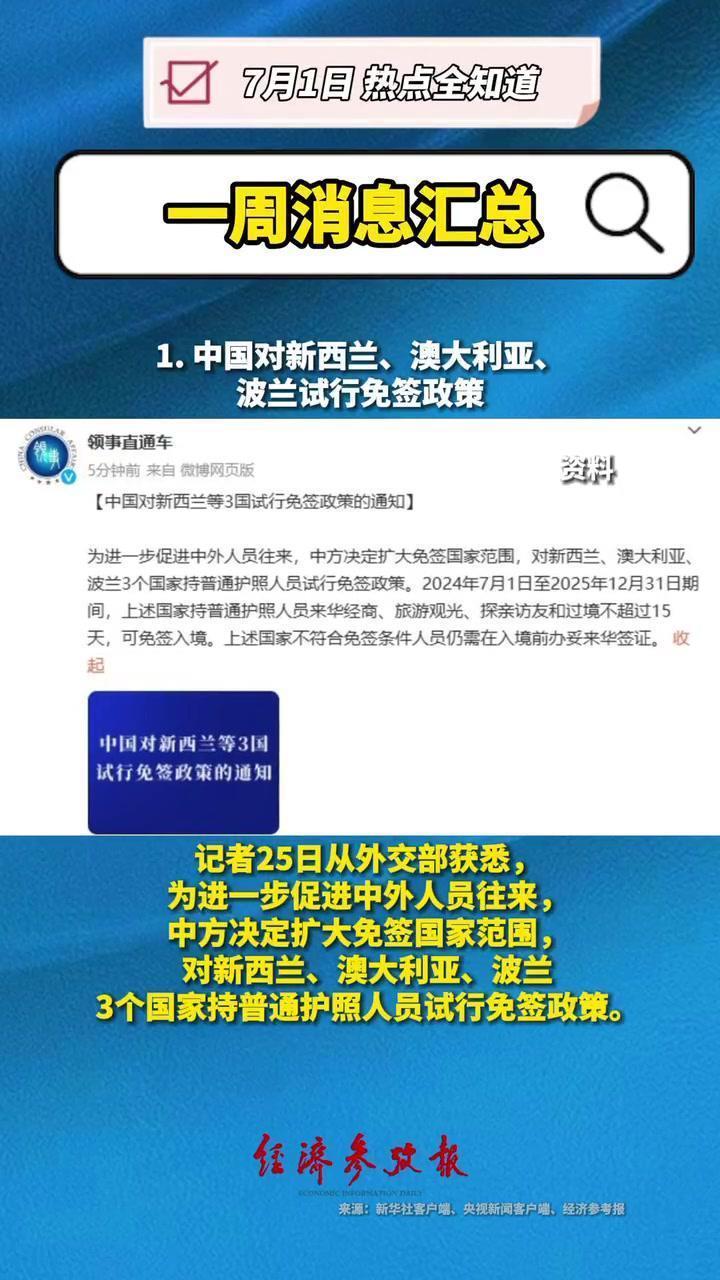 热点全知道|中国对新西兰、澳大利亚、波兰试行免签政策;#北京首套房...