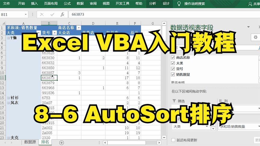 Excel VBA入门教程,用代码一秒做数据透视表,学习AutoSort排序