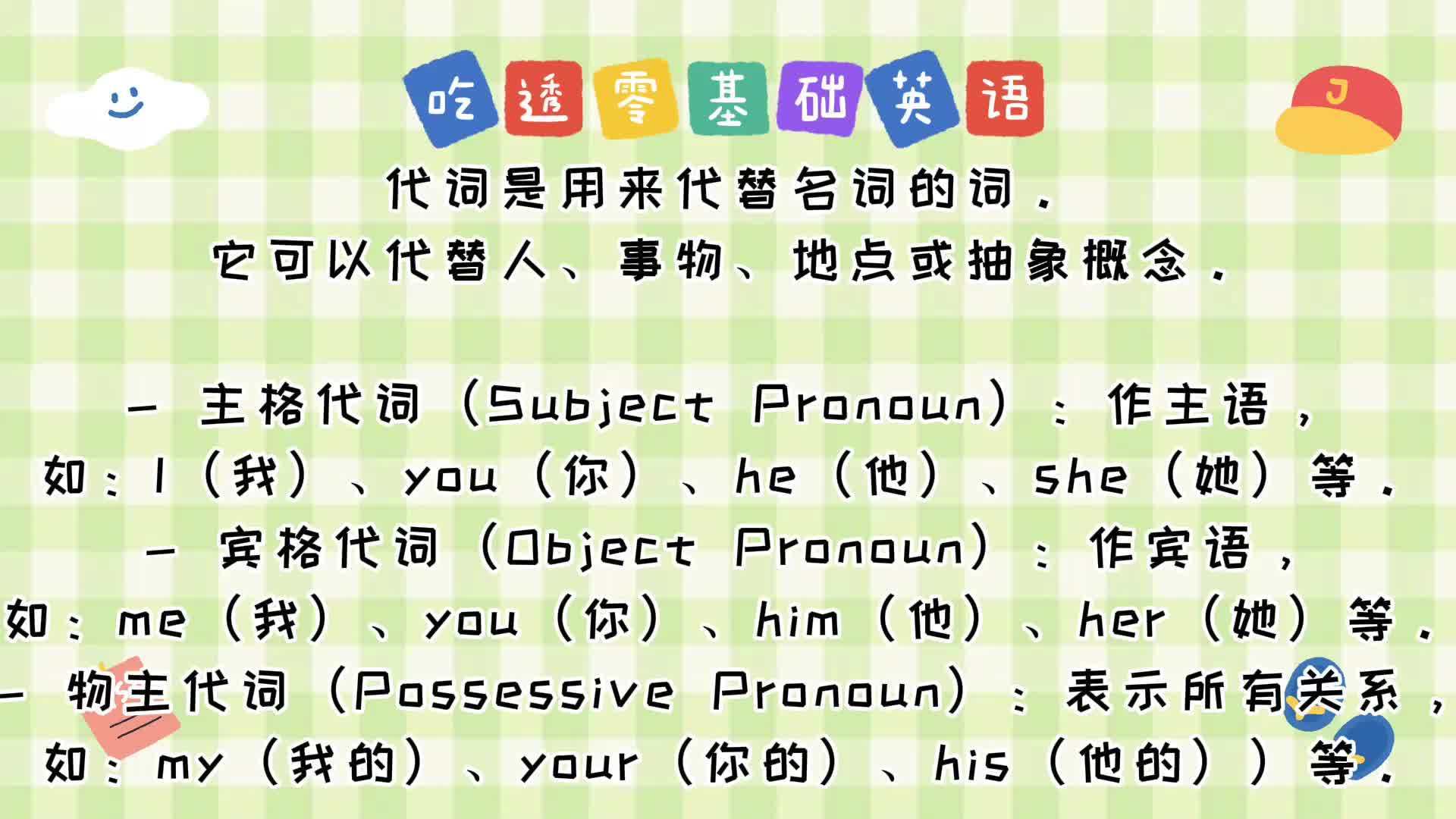 吃透零基础英语之单词词性:代词是用来代替名词的词