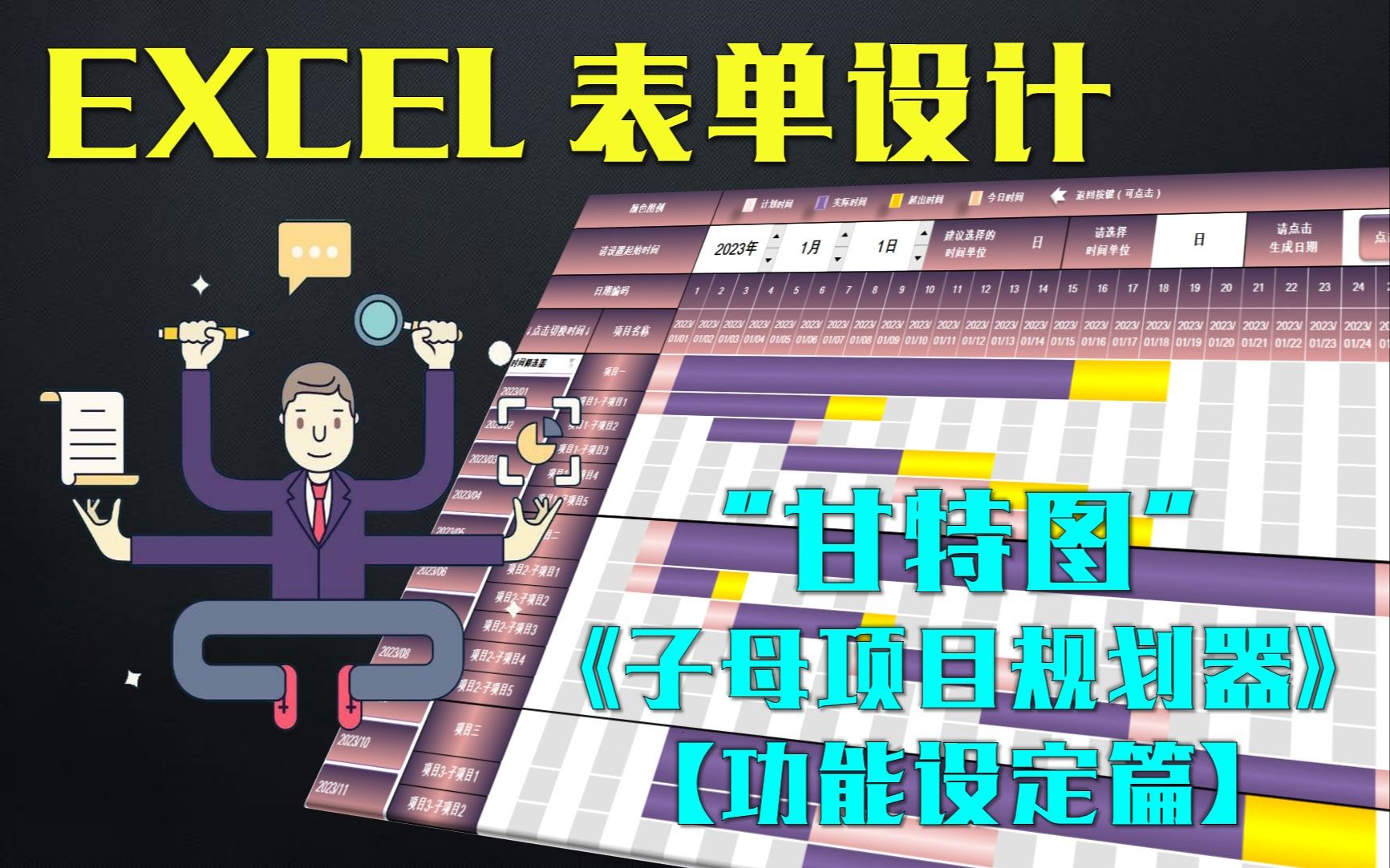 EXCEL子母项目甘特图中,藏有哪些“图表功能设定”?千万别错过