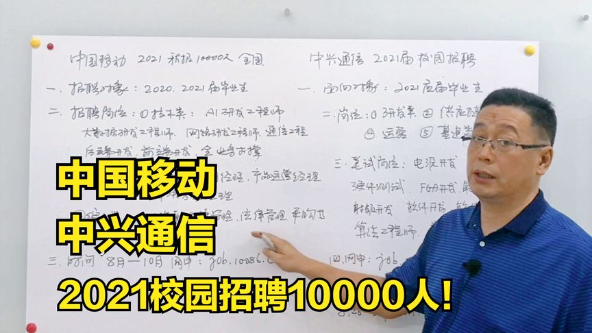 中国移动,中兴通信,2021校园招聘10000人,什么专业招的多?