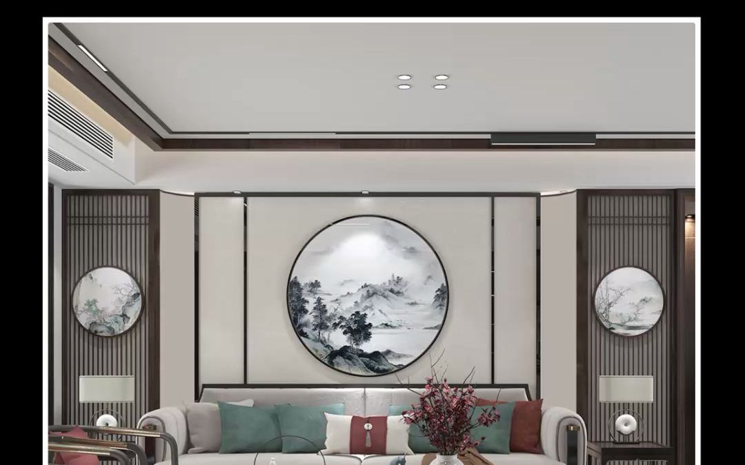 新中式沙发背景墙设计图有多好看?我就看了七八遍!