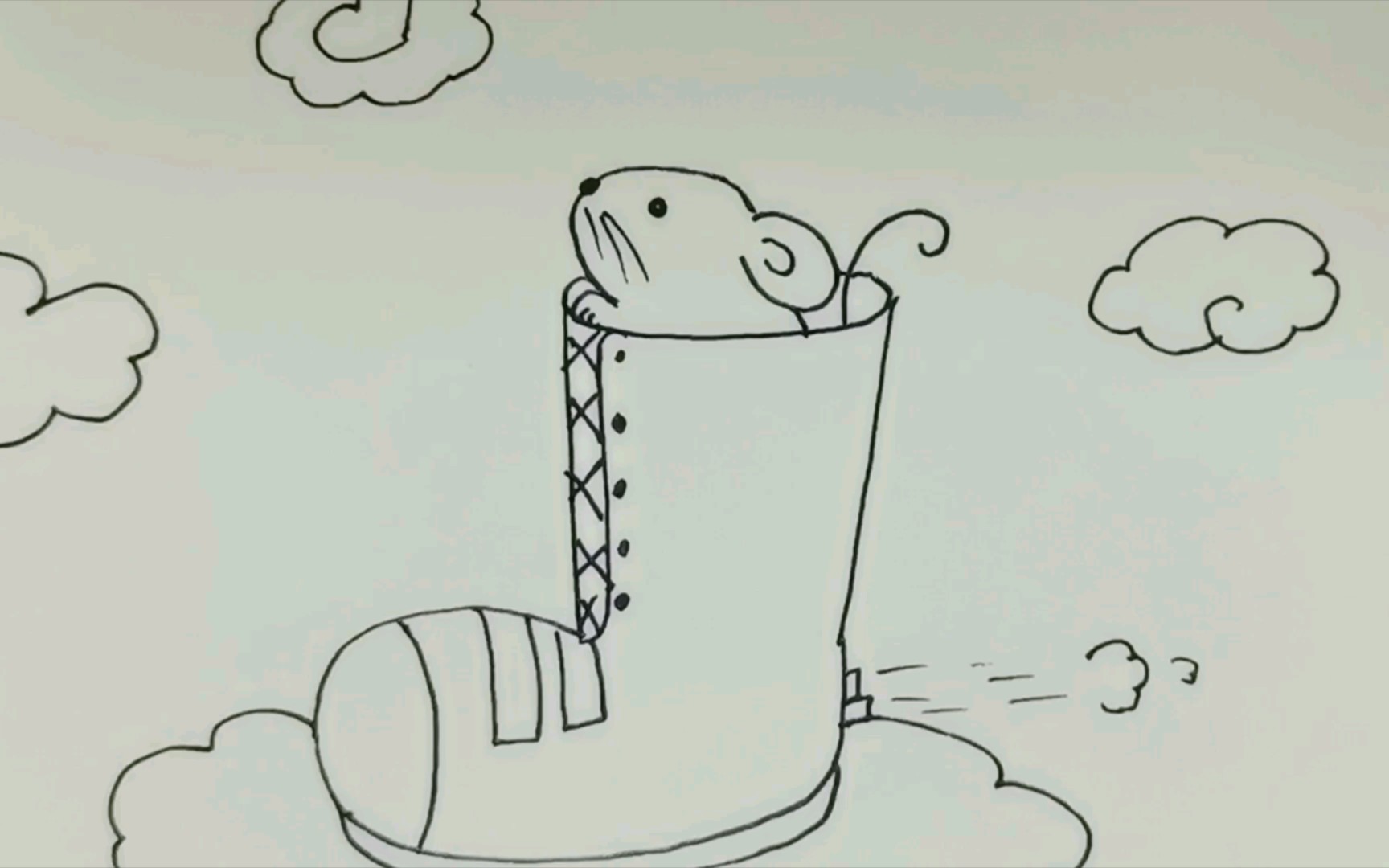 (简笔画)小老鼠的大靴子飞船,火力全开冲冲～