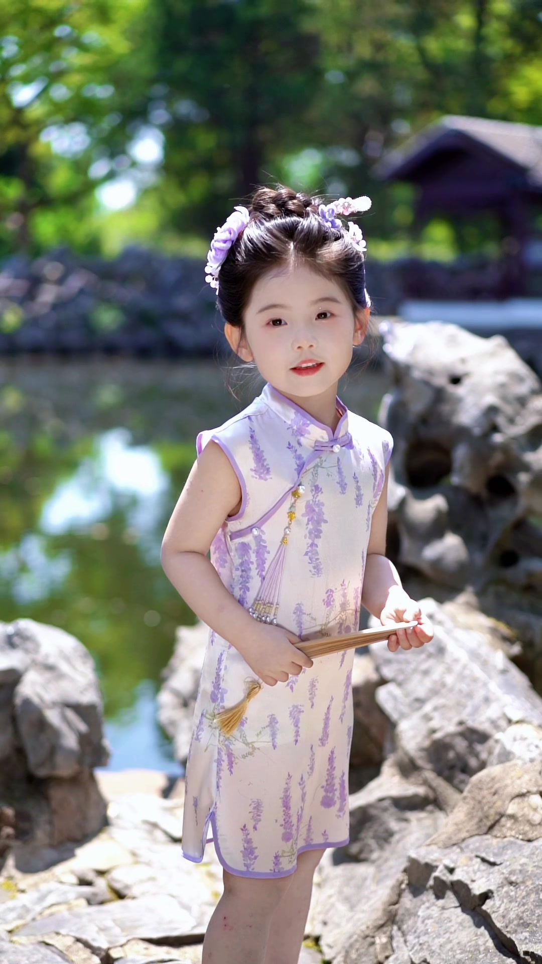 夏天清凉小旗袍#女童汉服 #暑假出游穿搭 #骗你生女儿 #生女儿就要...