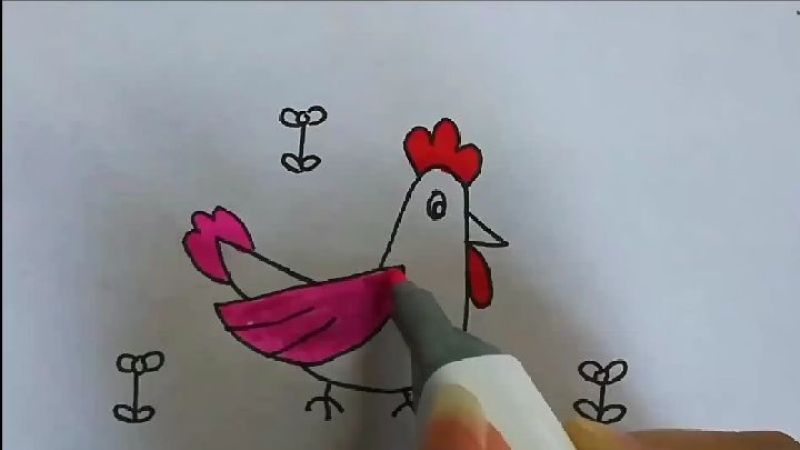 画一只小鸡,十二生肖鸡,儿童画鸡、简笔画鸡,亲子育儿