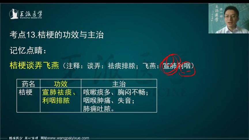 2020王派医学执业中医中药学核心考点速记-桔梗的功效与主治