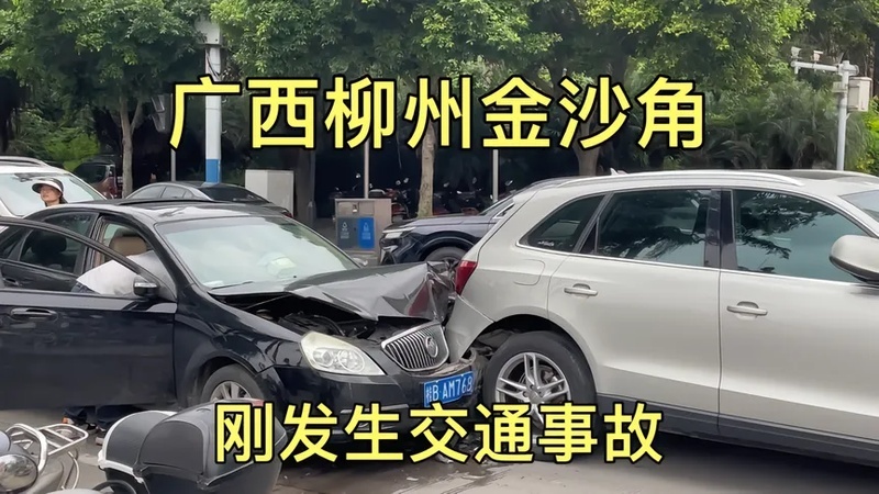 广西柳州滨江东路金沙角,刚发生交通事故,大家觉得那驾车责任大