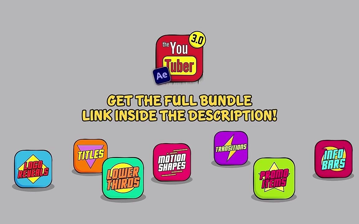 AE、PR模板-25种迷你动漫卡通文字标题动画