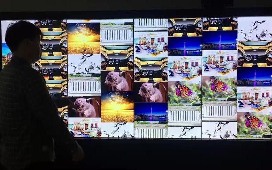 拼接屏瀑布墙互动软件-电子流水墙软件-鼎深科技