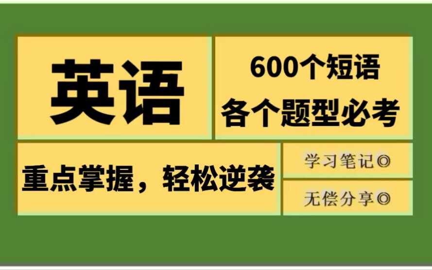 高中英语,600个必考短语,涵盖各个题型。吃透直接逆袭!