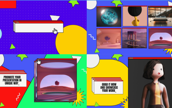 AE模板-电脑弹窗文件夹鼠标点击效果的时尚人物主播模特介绍视频...