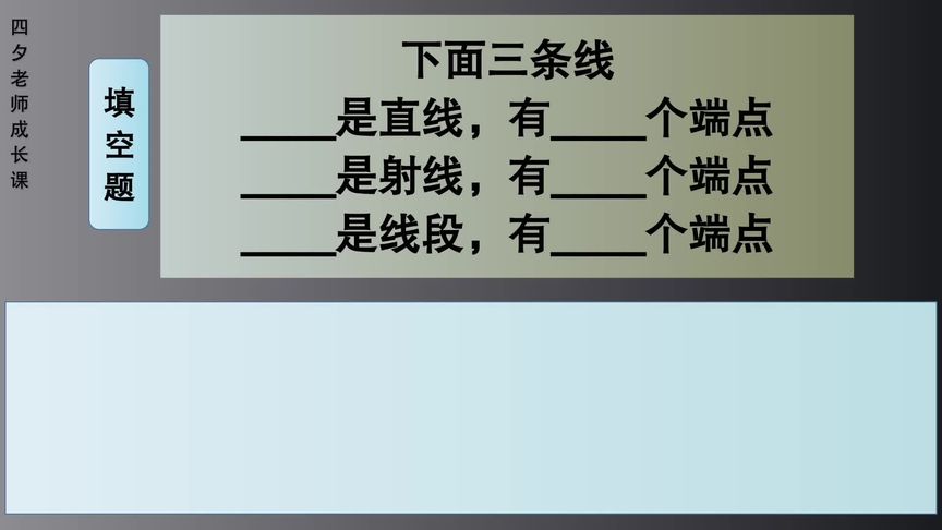 四年级数学:辨认直线、射线、线段,它们分别有几个端点?