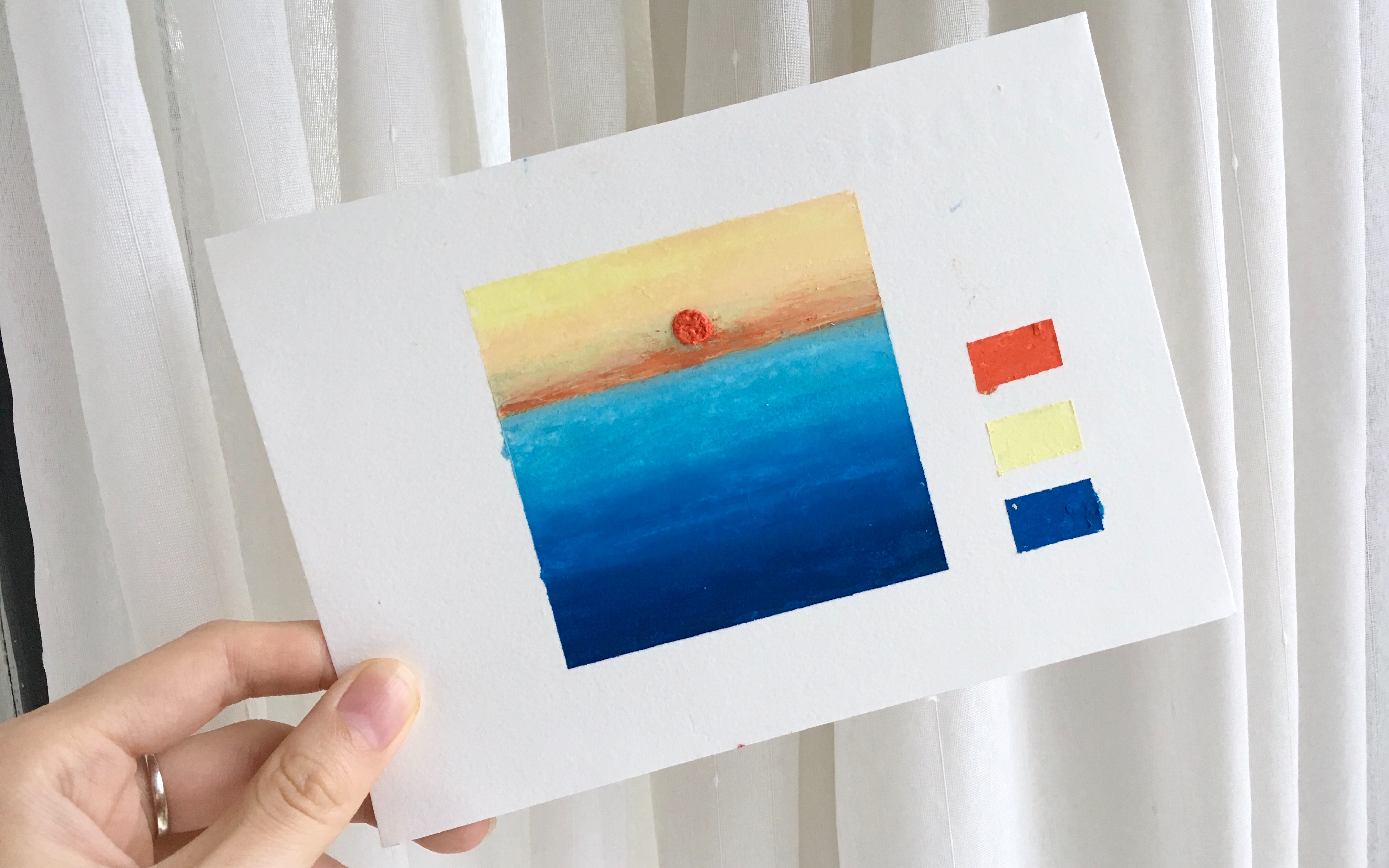 【油画棒】海上日出。新手必看,轻松上手带讲解。