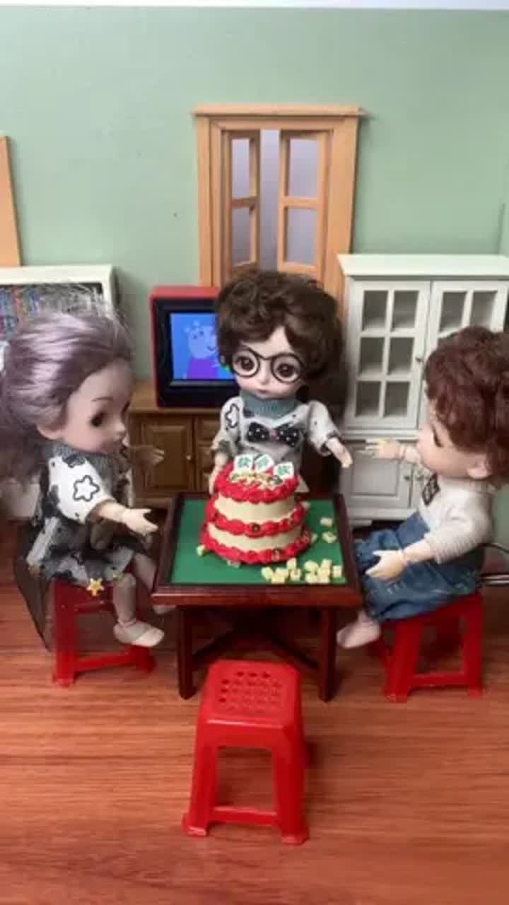 迷你厨房最小麻将双层蛋糕 迷你厨房 迷你食玩