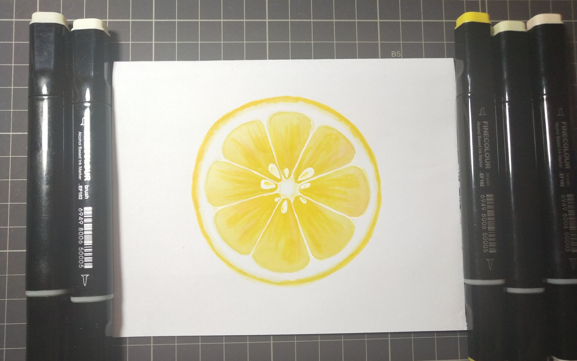 用5只马克笔画一个可爱的柠檬呦~超简单的不来看看嘛~(内含色号)