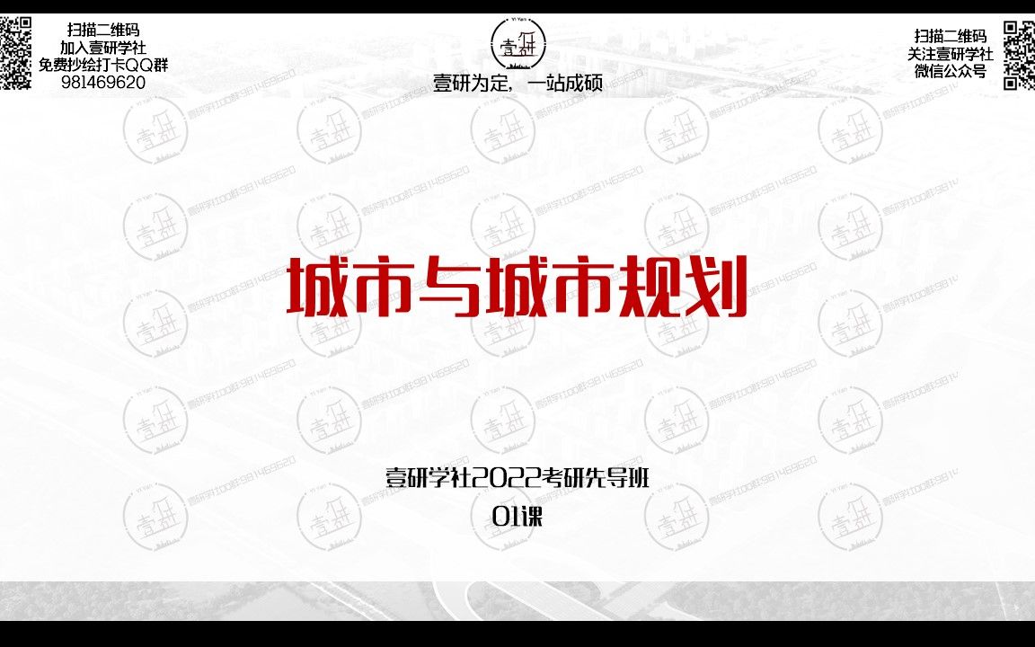 【壹研学社】先导课一:城市与城市规划