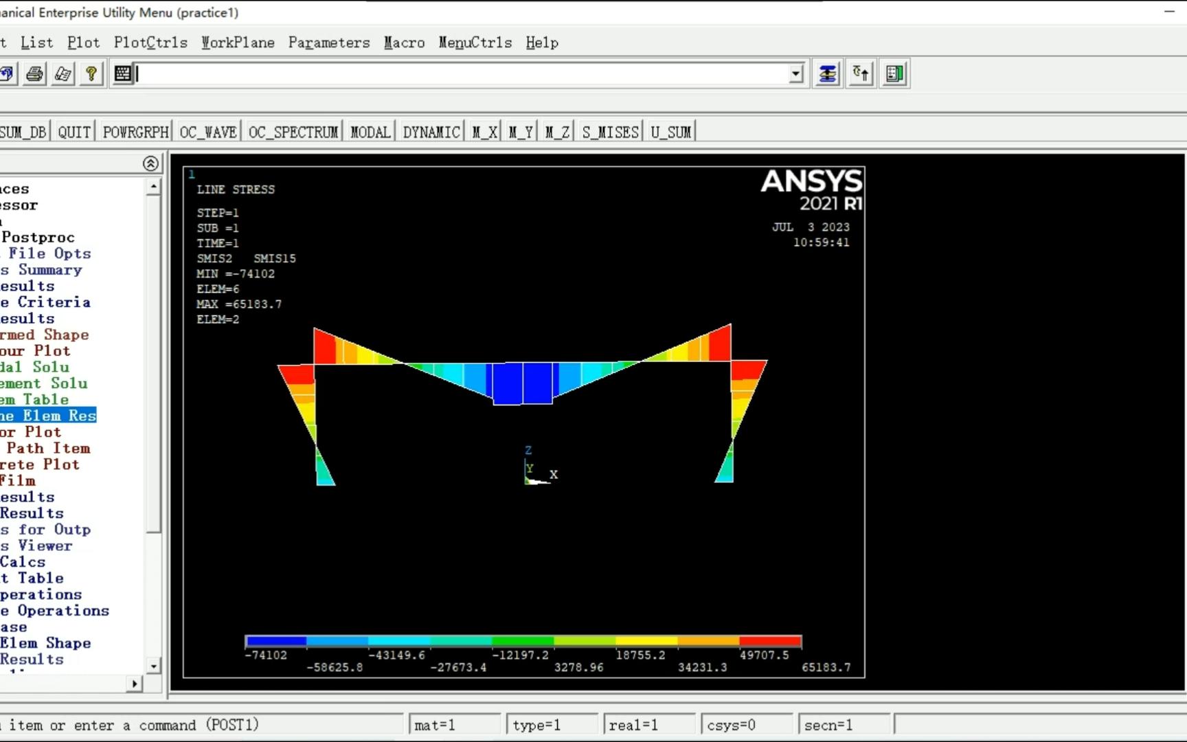 ANSYS APDL弯矩图剪力图画法