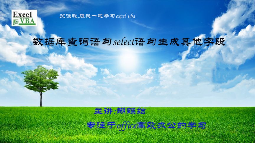 第346集vba sql数据库查询语句select语句生成其他字段