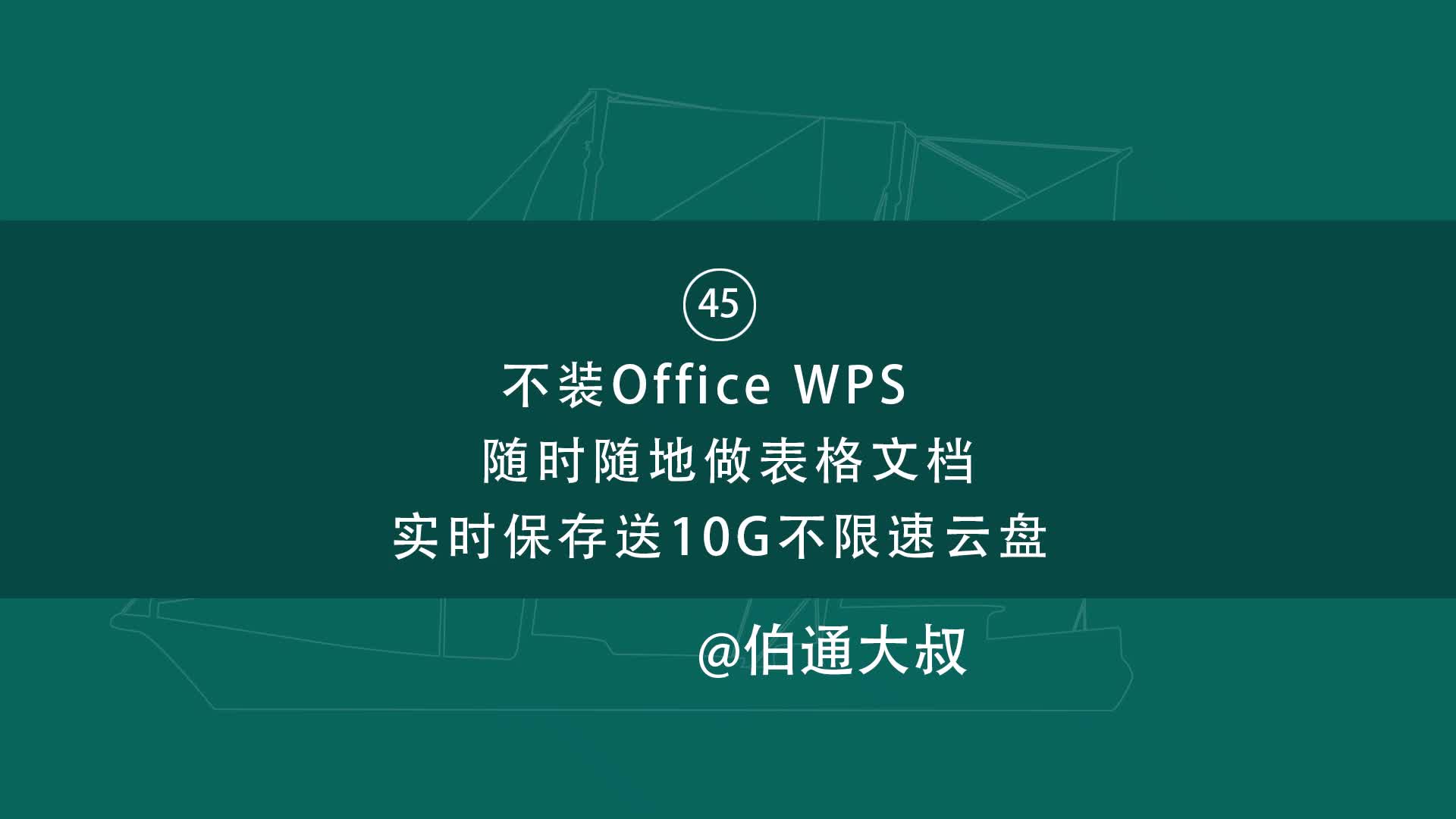 第45期 不装Office WPS随时随地做表格文档实时存送10G不限速云盘