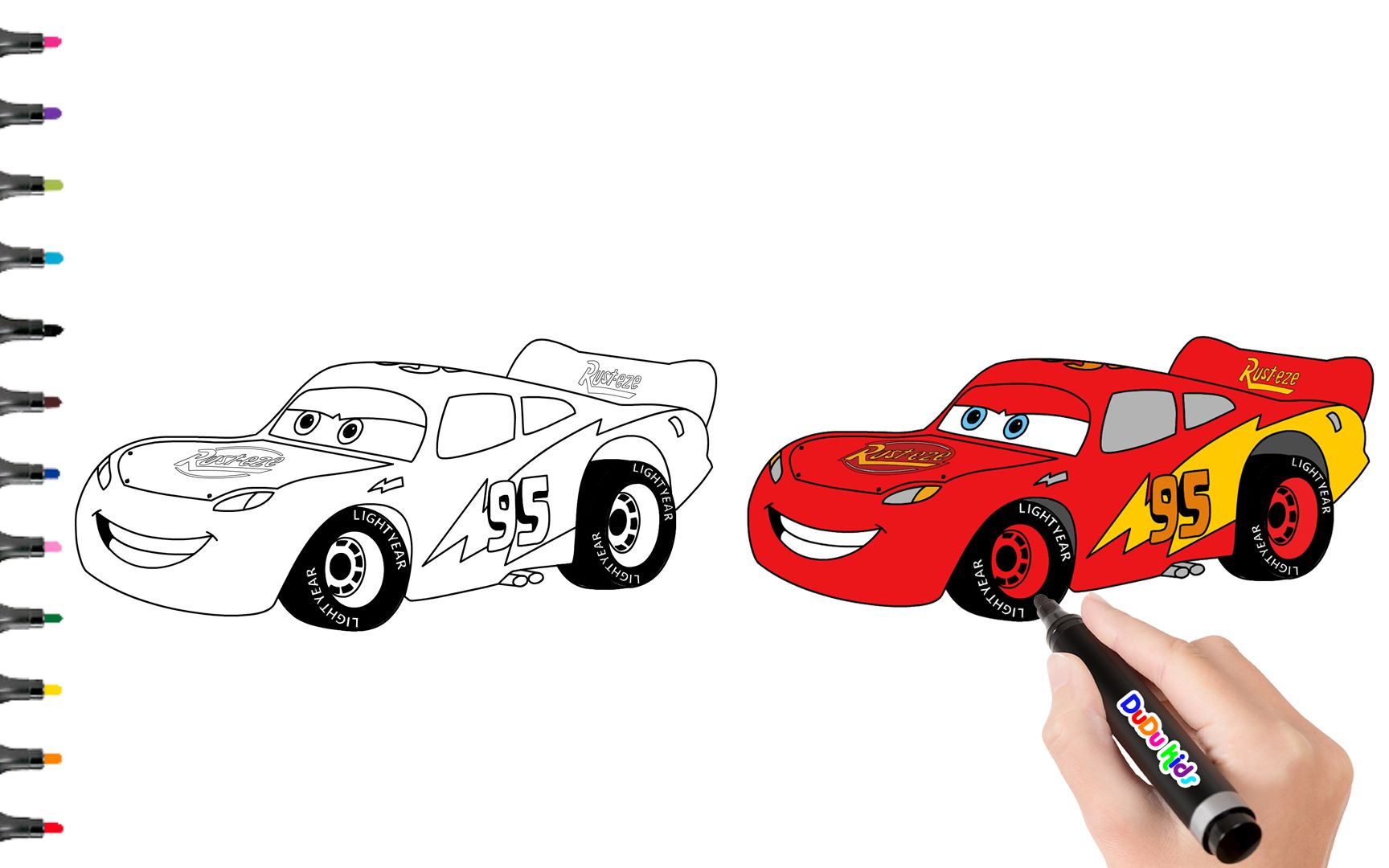 怎样画闪电麦昆简笔画赛车总动员绘画少儿ai美术课程