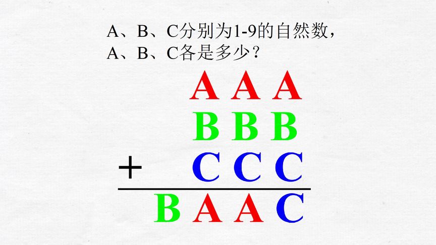 一个关于ABC的竖式计算