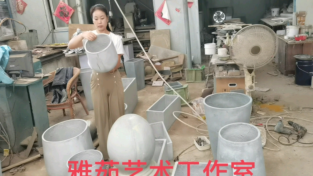 混泥土镁泥水泥绿植玻璃钢花盆模具批量生产