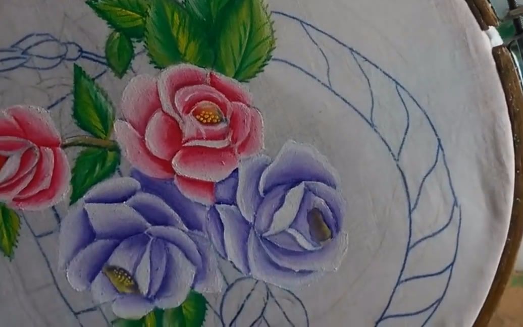 「织物绘画DIY」教你手工绘画“玫瑰篮筐”第一部分的方法