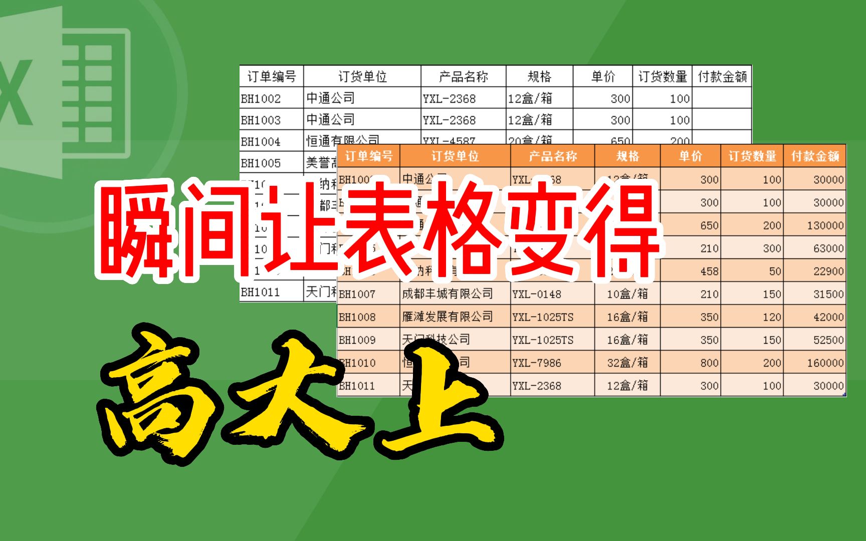 Excel 一招让普通表格变得高大上