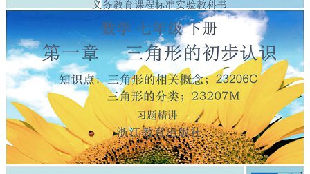 浙江教育出版社初中数学七年级下册第一章三角形的初步认识三角形的...