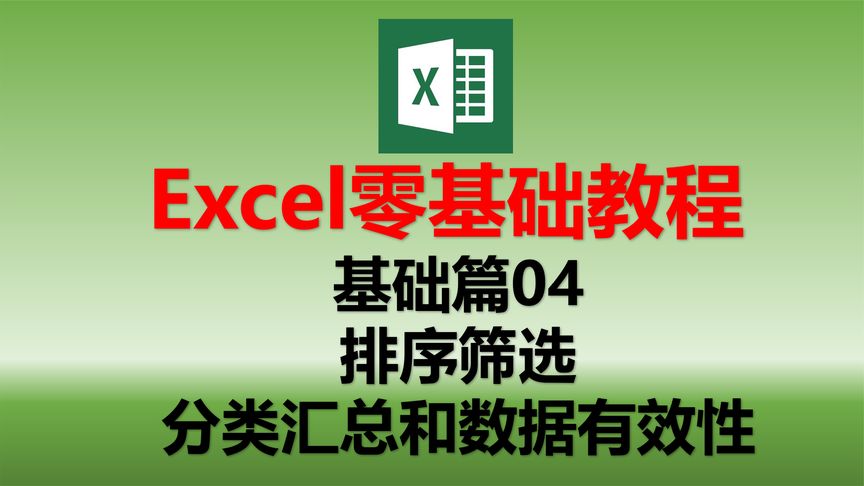 Excel零基础教程 基础篇04.排序筛选.分类汇总和数据有效性
