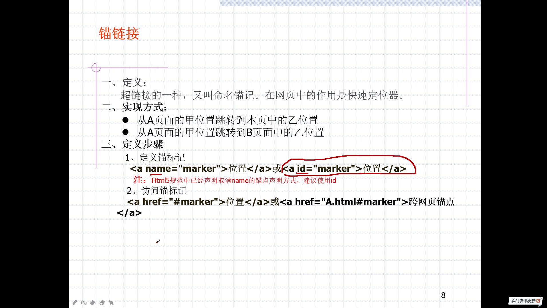 HTML标记--超级链接A_锚链接(A.html#link1)