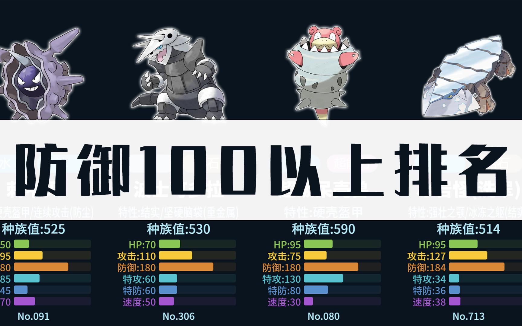 盘点 宝可梦物理防御排名 物防100以上从低到高 PM 口袋怪兽 口袋...