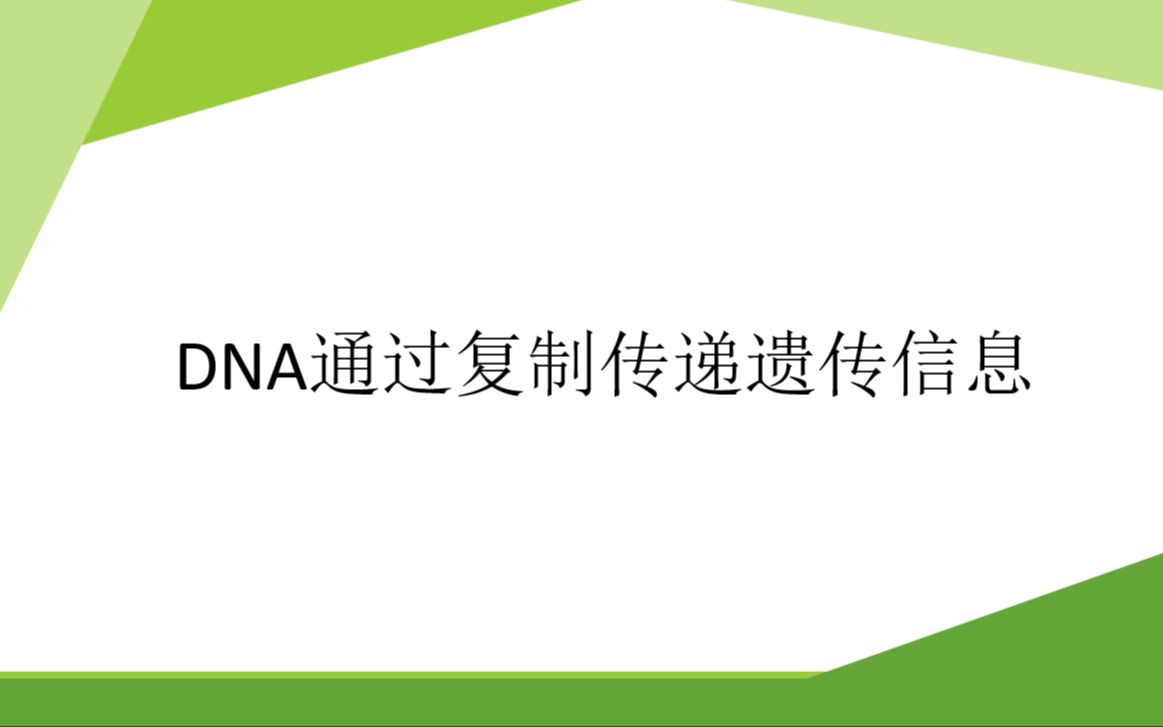 【教技训练】DNA通过复制传递遗传信息(1)