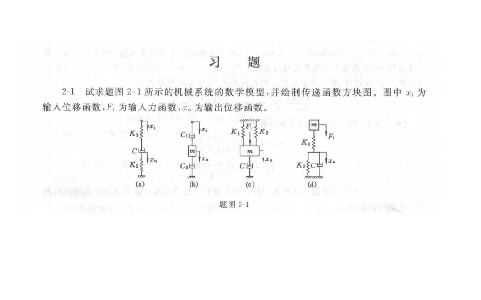 习题2-1 a【控制工程基础与应用】 赵丽娟 第二章 控制系统动态数学模型