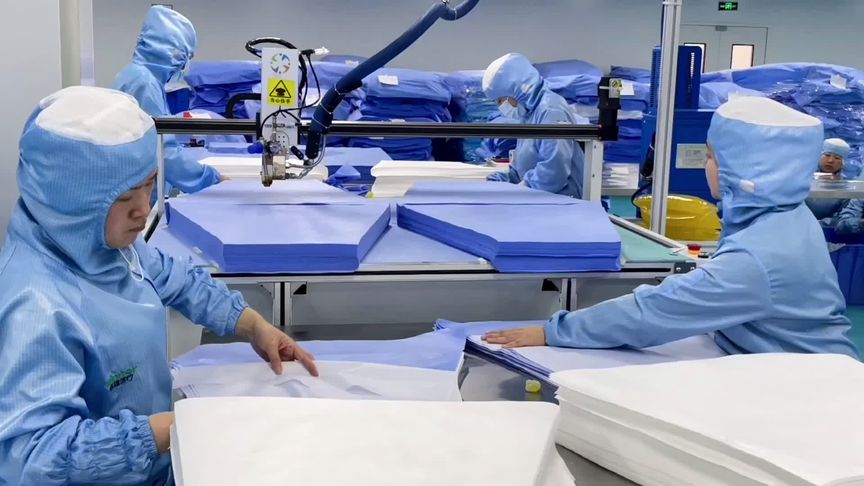 无尘净化车间,手术衣生产基地#生产车间 #安全生产 #手术衣