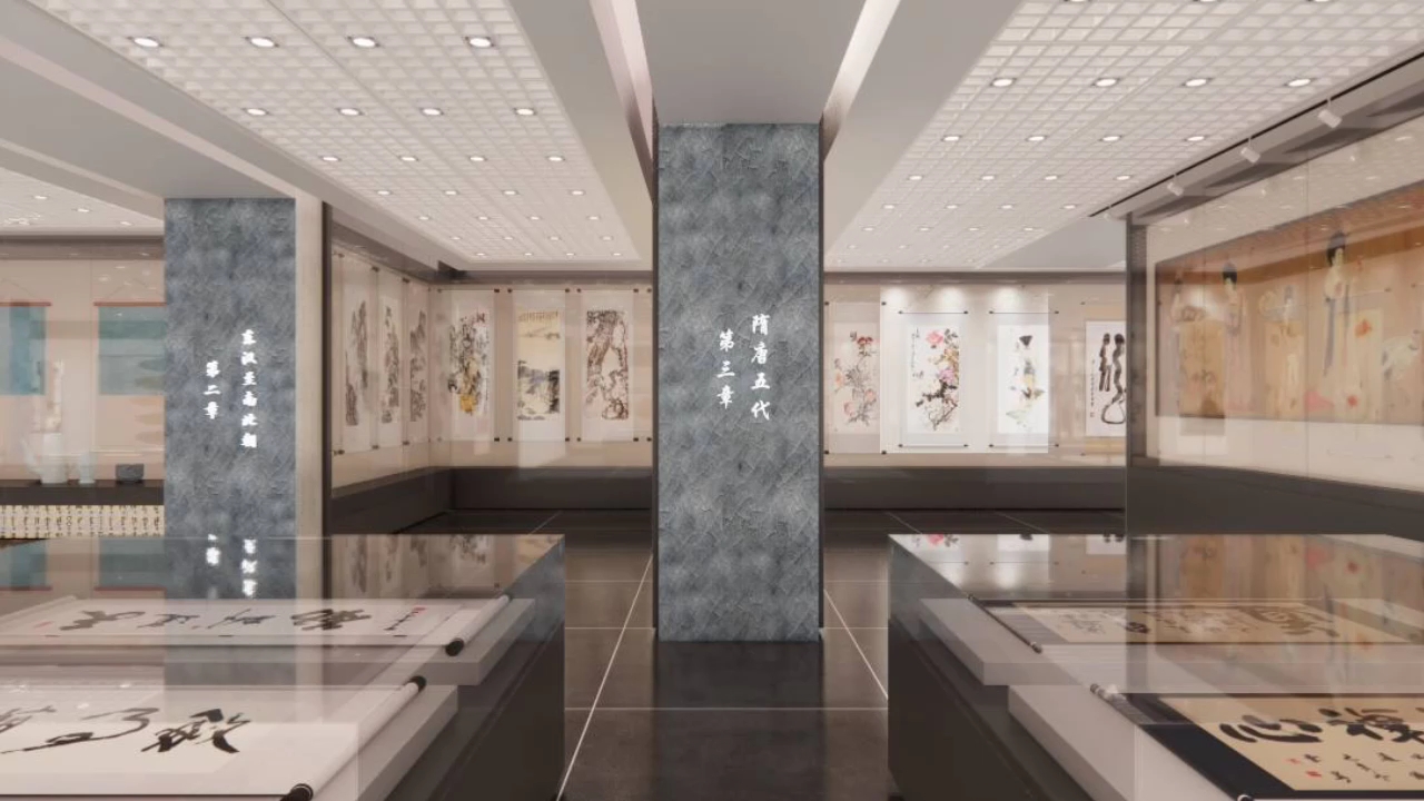 艺术书画展厅设计SU草图大师模型分享