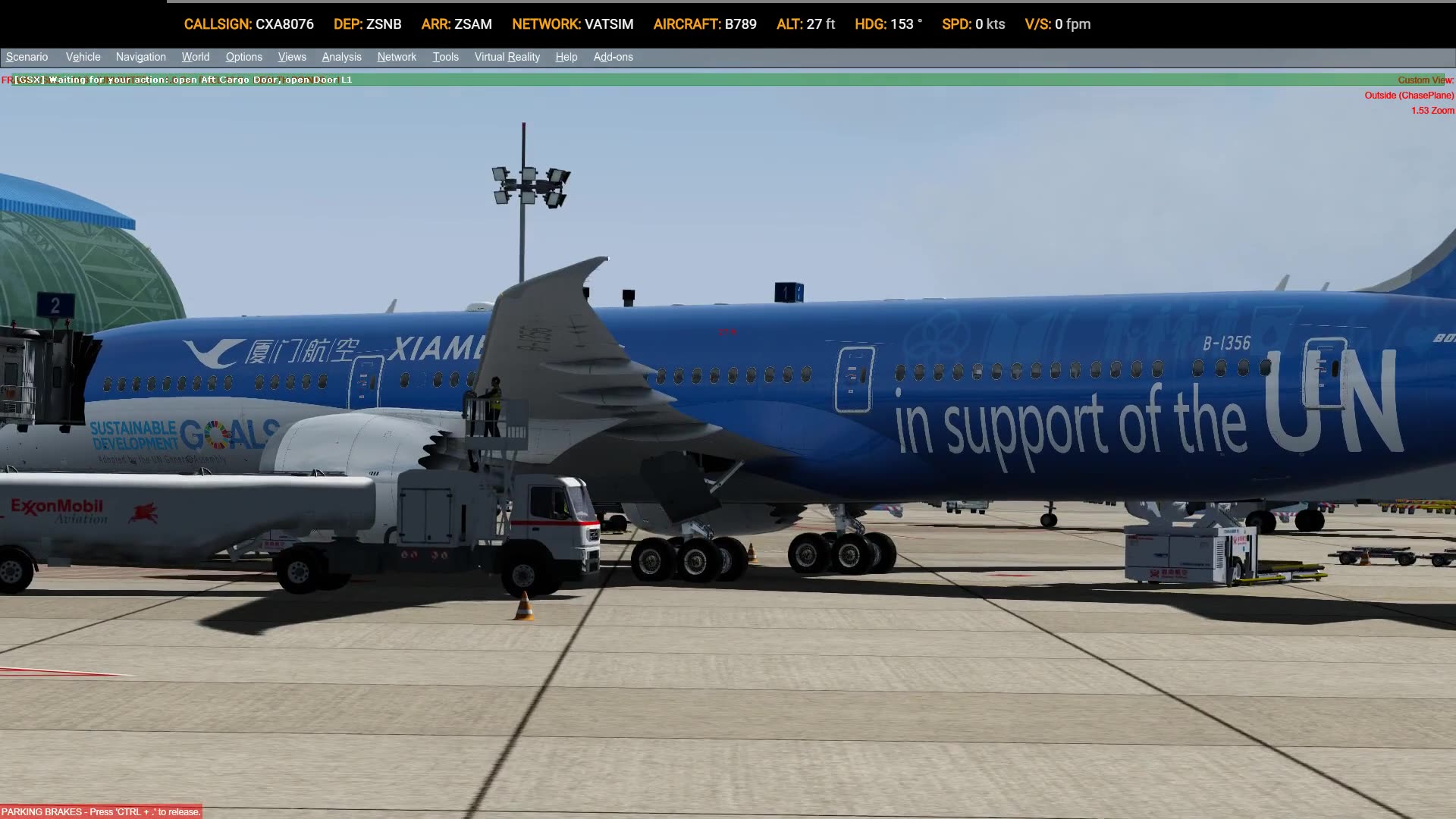厦门航空MF8076宁波-厦门,波音789执飞客舱语音模拟飞行P3D
