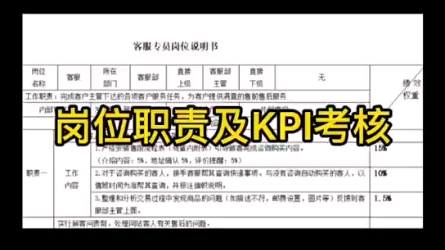 电商客服人员岗位职责及KPI考核