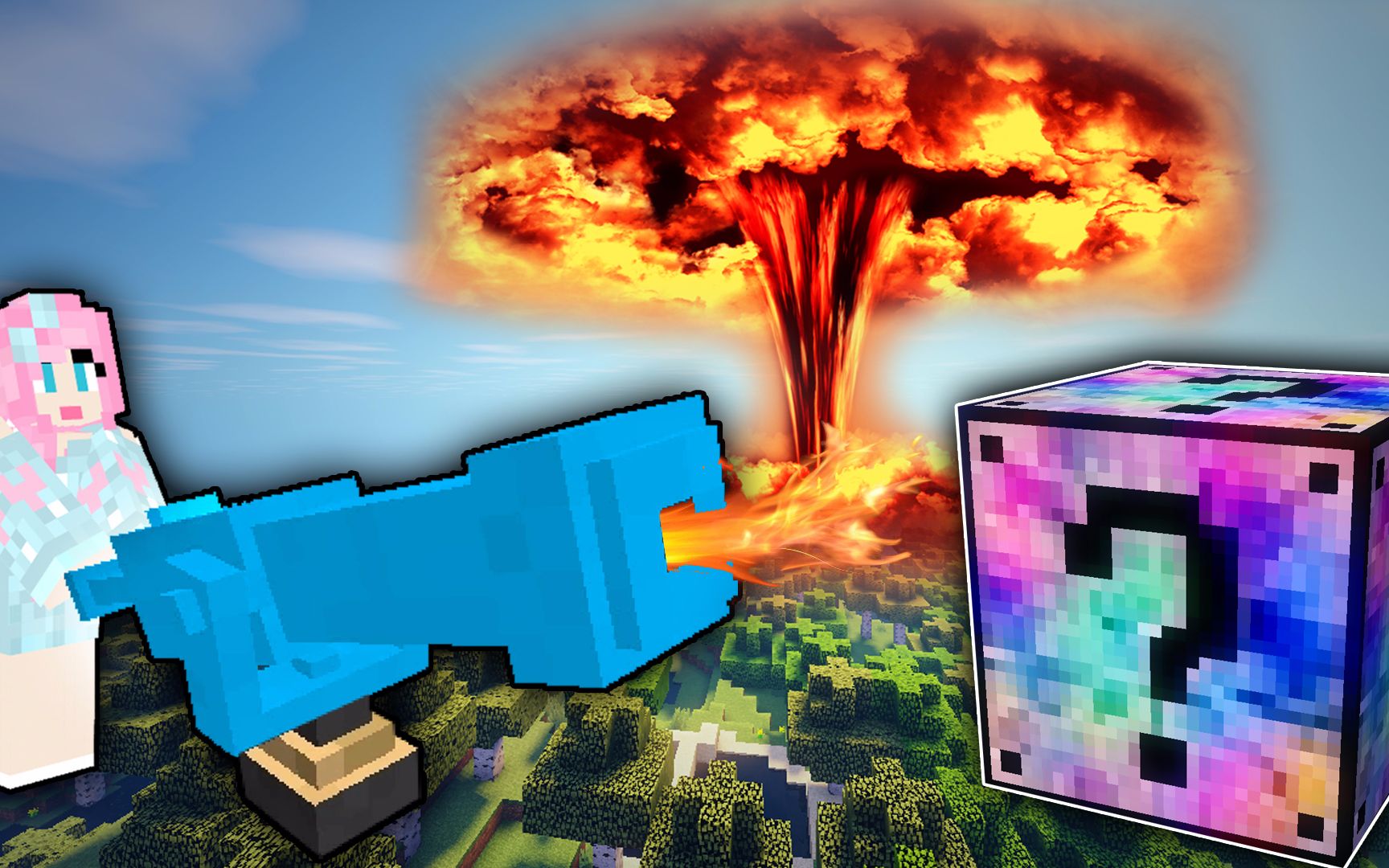 小橙子姐姐我的世界《炫彩幸运方块》 这身神装价值万金! 无敌之身!