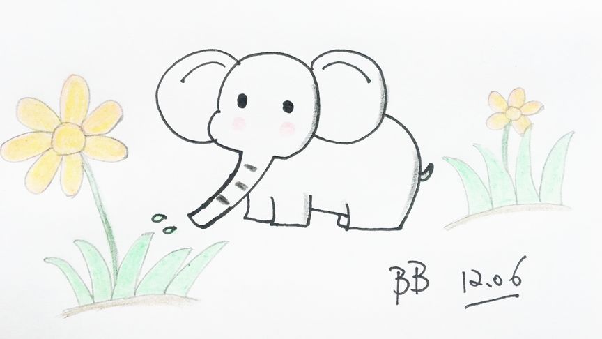 简笔画:大象,简单易学,附学习步骤,亲子绘画无压力